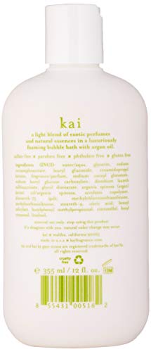 kai Bathing Bubbles, 12 Fl Oz., bubble bath rich in argan oil, scented with our signature gardenia wrapped in white exotics, vegan, cruelty free, made in The USA,