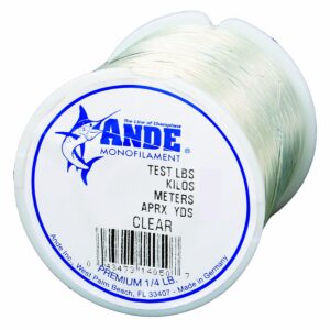 ande premium monofilament line with 300-pound test, clear, 0.25-pound spool (33-yard)