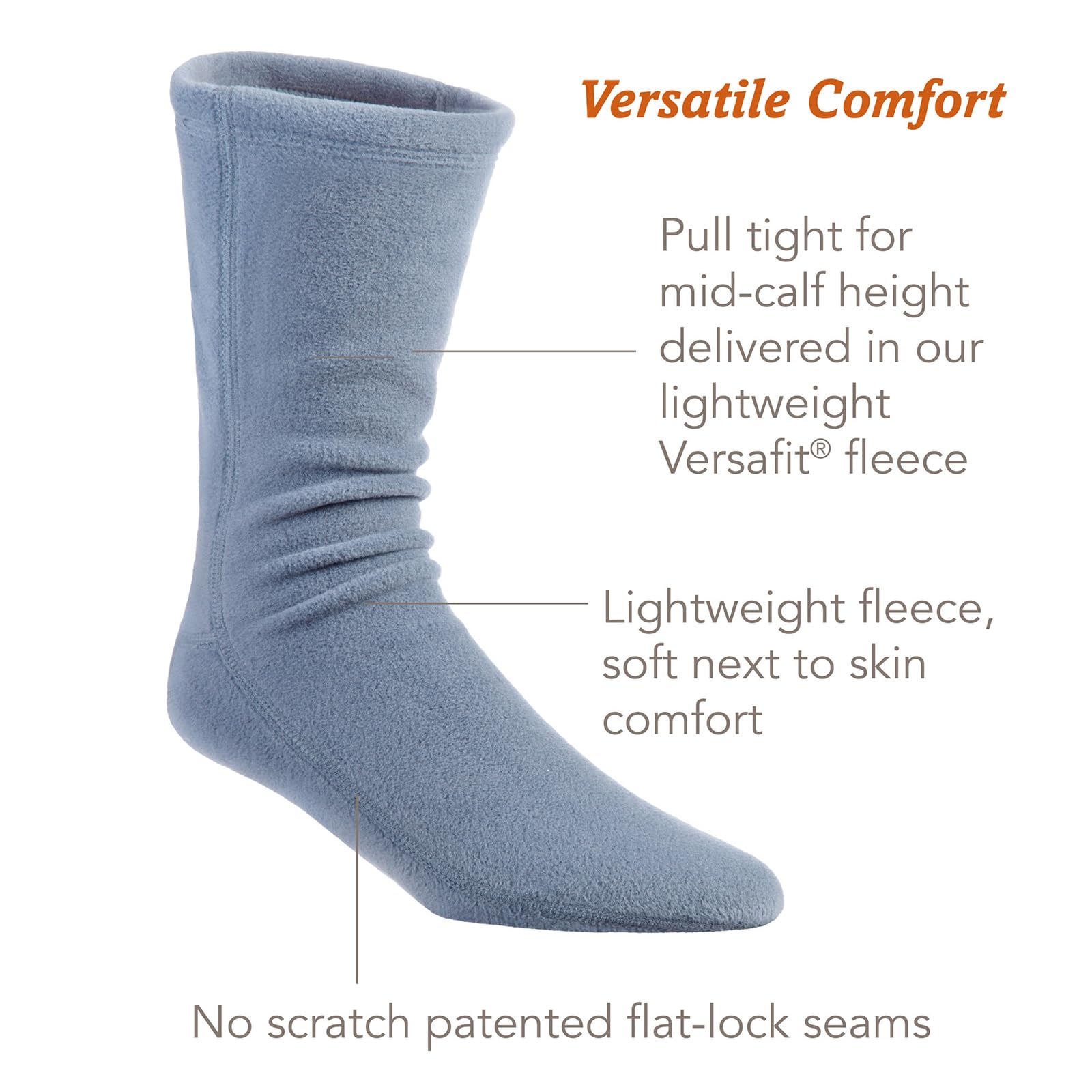 Acorn Mens and Womens Versafit Fleece Sock: Super Soft & Ultra-Warm, Mid-Calf Height, Flat-Flock Seams