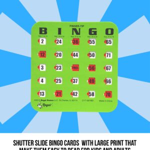 Regal Bingo Finger-Tip Shutter Bingo Cards with Sliding Windows - 50 Bingo Shutter Cards - Ideal for Family Fun Night - No Chips & Daubers Needed - Green