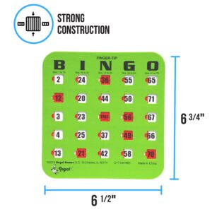 Regal Bingo Finger-Tip Shutter Bingo Cards with Sliding Windows - 50 Bingo Shutter Cards - Ideal for Family Fun Night - No Chips & Daubers Needed - Green