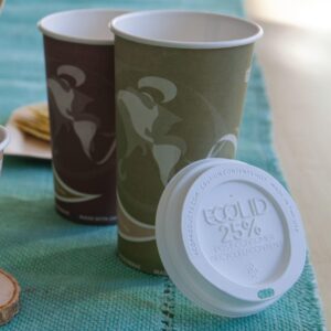 Eco-Products Ecolid Recycled Large Coffee Cup Lids, Case of 1000, White, Fits 10-20oz Hot Cups, Made from 25% Post-Consumer Recycled Plastic Polystyrene, Made in the U.S.A.