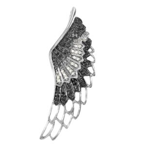 dazzlingrock collection 0.33 carat (ctw) black and white diamond angel wing feather pendant 0.33 ct, sterling silver