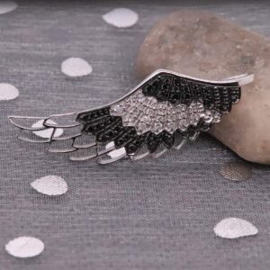 Dazzlingrock Collection 0.33 Carat (ctw) Black and White Diamond Angel Wing Feather Pendant 0.33 CT, Sterling Silver