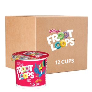 kellogg's froot loops breakfast cereal cups, fruit flavored, breakfast snacks with vitamin c, original, 18oz case (12 cups)