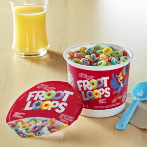 Kellogg's Froot Loops Breakfast Cereal Cups, Fruit Flavored, Breakfast Snacks with Vitamin C, Original, 18oz Case (12 Cups)