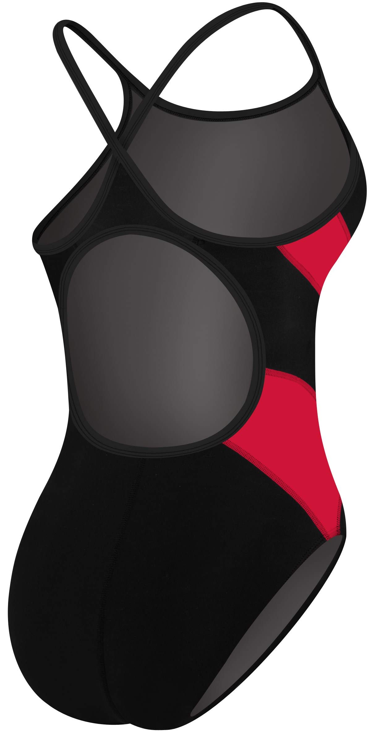 TYR Women's Standard Alliance Diamond Back Splice Swimsuit, Black/Red, 36