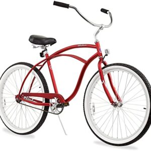 Firmstrong Urban Men's Beach Cruiser Bike, Single Speed Bicycle, 26 Inch Wheels, Matte Red