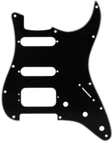 fender modern pickguard, hss stratocaster, 11-hole - black 3-ply (3-screw hum)