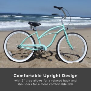 Firmstrong Urban Women's Beach Cruiser Bike, 3 Speed Bicycle, 26 Inch Wheels, Mint Green