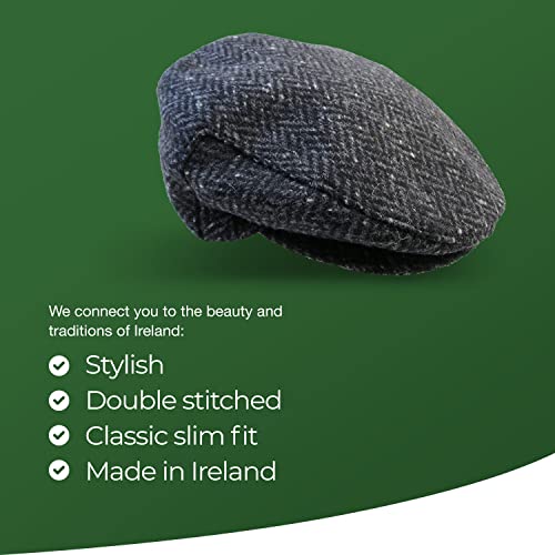 Flat Cap for Men Made in Ireland Irish Hat Flat Cap 100% Irish Wool Gray L