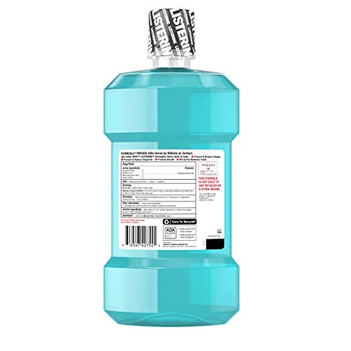 Listerine Cool Mint Antiseptic Mouthwash for Bad Breath, Plaque and Gingivitis, 1.5 L