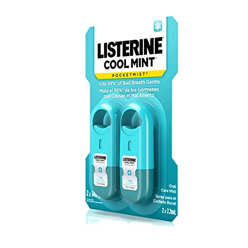 Listerine Pocketmist Cool Mint Oral Care Mist to Get Rid Of Bad Breath, 0.26 Fl Oz (Pack of 2)