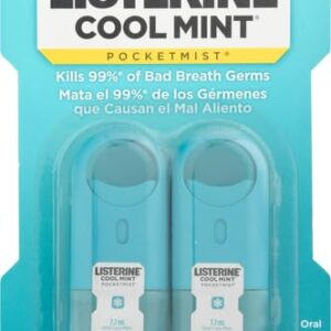 Listerine Pocketmist Cool Mint Oral Care Mist to Get Rid Of Bad Breath, 0.26 Fl Oz (Pack of 2)