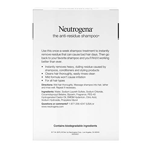 Neutrogena Anti-Residue Clarifying Shampoo, Gentle Non-Irritating Clarifying Shampoo to Remove Hair Build-Up & Residue, 6 fl. oz