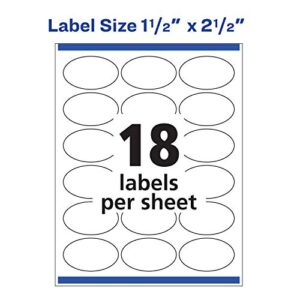 Avery Printable Blank Oval Labels, 1.5" x 2.5", Glossy White, 180 Customizable Labels (22804)