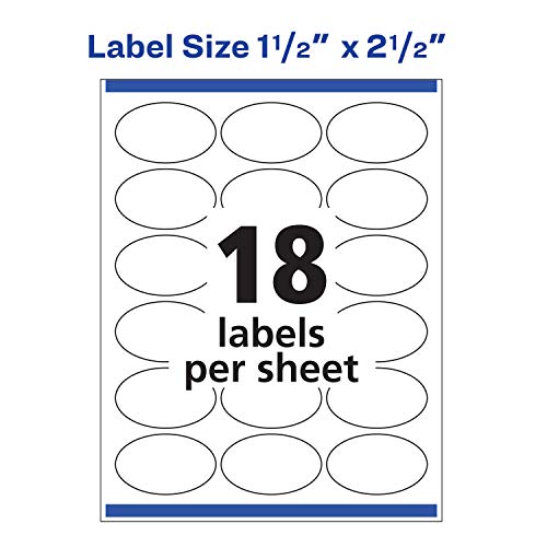 Avery Printable Blank Oval Labels, 1.5" x 2.5", Glossy White, 180 Customizable Labels (22804)