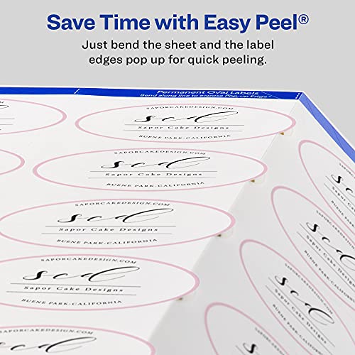 Avery Printable Blank Oval Labels, 1.5" x 2.5", Glossy White, 180 Customizable Labels (22804)