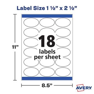 Avery Printable Blank Oval Labels, 1.5" x 2.5", Glossy White, 180 Customizable Labels (22804)