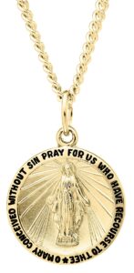 amazon essentials women 14k gold-filled round miraculous medal madonna pendant necklace with stainless steel chain, 20" (previously amazon collection)