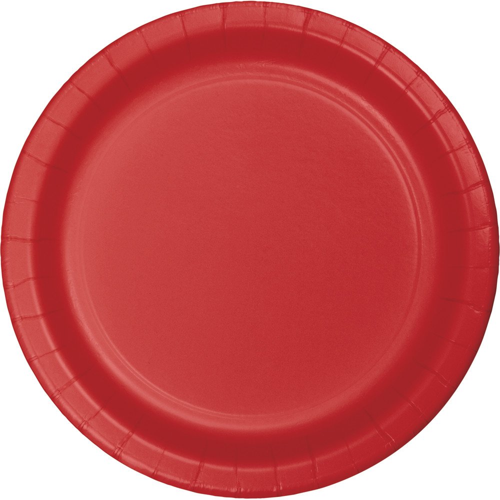 Creative Converting Touch of Color 240 Count Round Small/Dessert Paper Plates, Classic Red