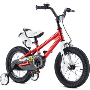 royalbaby toddlers kids bike boys girls freestyle bmx children sports bicycle with training wheels gifts, 12 inch red