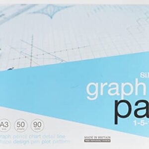 Silvine A3 Graph Pad. 50 Sheets of Quality 90gsm Paper, Printed 1-5-10mm Graph. Ref A3GP