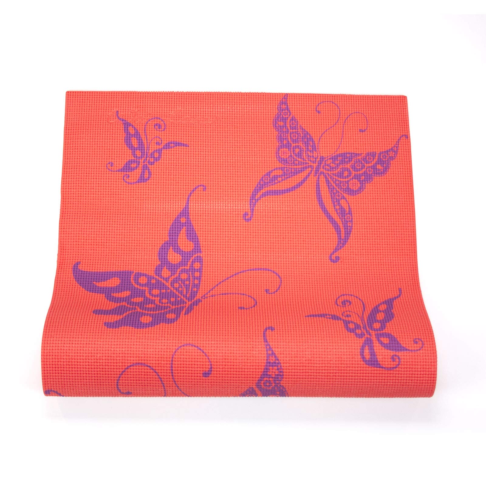 Wai Lana Yoga and Pilates Mat Butterfly (Coral) - 1/4 Inch Extra Thick Non-Slip Stylish, Latex-Free, Lightweight, Optimum Comfort