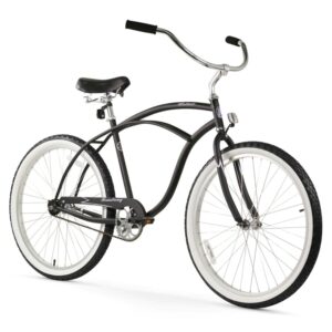 firmstrong urban men's beach cruiser bike, single speed bicycle, 26 inch wheels, matte black