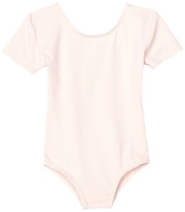 danskin girls basic nylon short sleeve leotard shirt, theatrical pink, 12 14 us