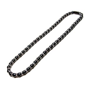 accents kingdom women's hematite stone bead with tuchi simulated pearl necklace with simulated clear crystal, 18"