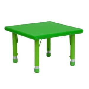 flash furniture wren 24'' square green plastic height adjustable activity table