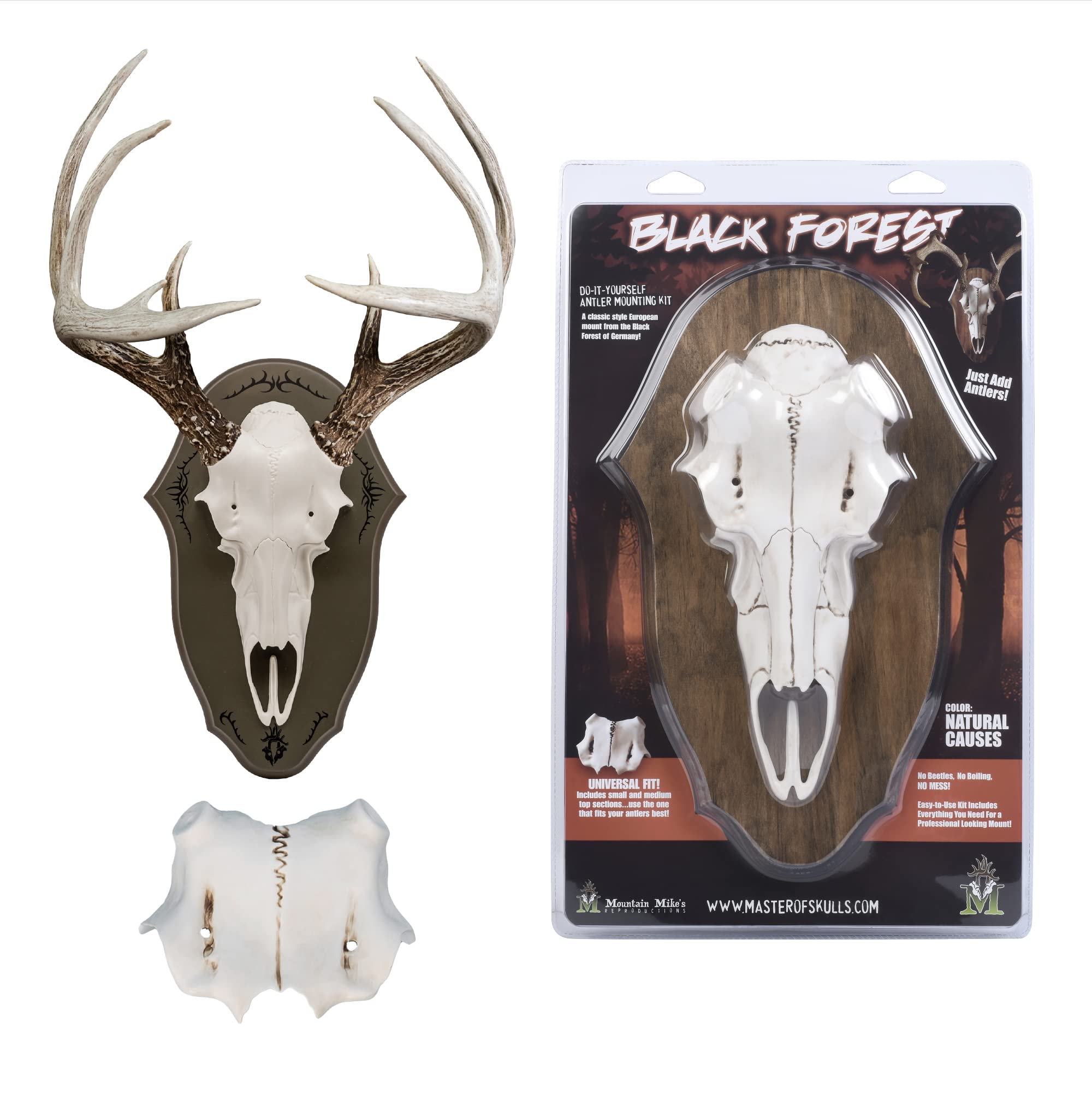 Mountain Mikes Black Forest Antler Mounting Kit - Traditional Half-Skull Deer Mounting Kit - Compatible with Harvested and Shed Antlers - Universal Rustic Home Decor Inspired by The Great Outdoors