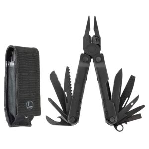 leatherman, rebar multitool with premium replaceable wire cutters and saw, black with molle sheath