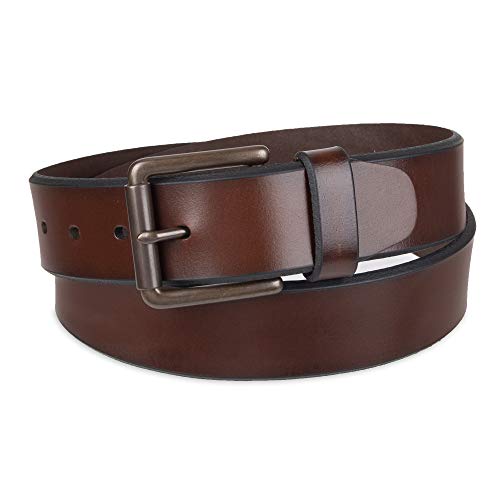 Dockers Men's Casual Leather Belt - 100% Soft Top Grain Genuine Leather Strap with Classic Prong Buckle,Brown,34