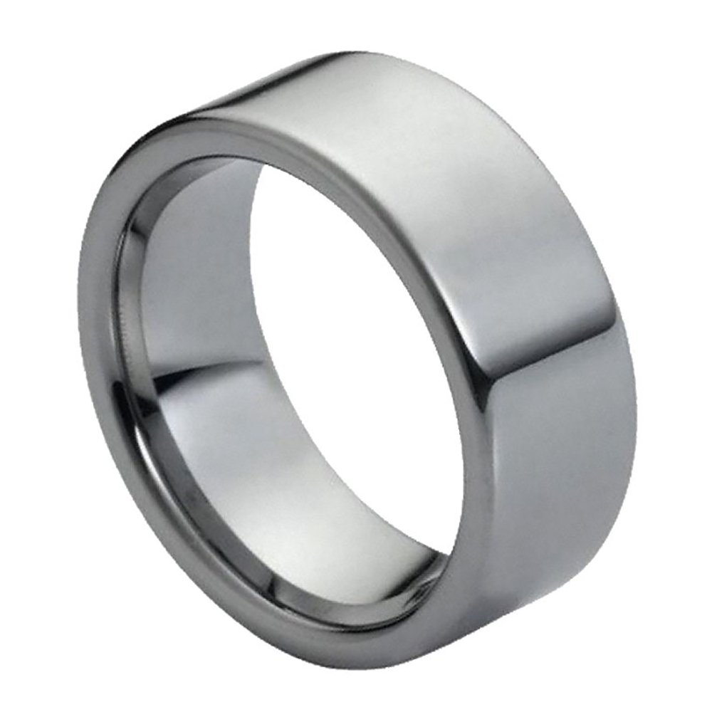 DoubleAccent 9MM Comfort Fit Tungsten Carbide Wedding Band Polished Shiny Flat Pipe Cut Style Tungsten Ring (5 to 15), 9