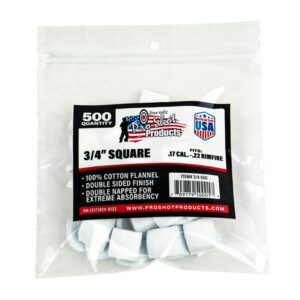 pro shot .17-22 caliber 3/4-inch sq. 500 count patches rimfire, white