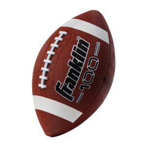 franklin sports junior football - grip-rite 100 - kids junior size - youth - durable outdoor rubber football - classic brown