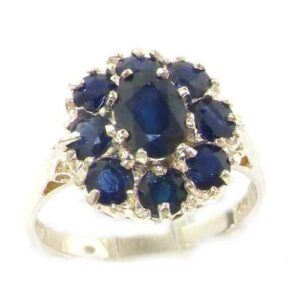 letsbuygold 925 sterling silver real genuine sapphire womens band ring - size 10