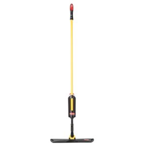 rubbermaid commercial products pulse microfiber light commercial spray mop system, cleans up to 850 square feet, black, floor cleaning for kitchen/lobby/bathroom