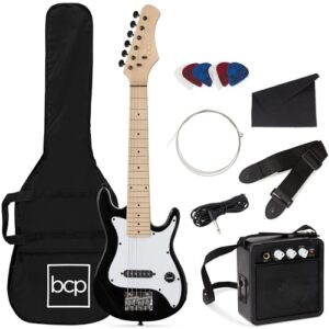 best choice products 30in kids electric guitar beginner starter kit w/ 5w amplifier, strap, gig bag, strings, picks - black