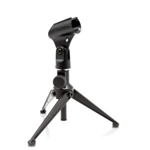 pyle desktop tripod microphone stand - adjustable height 4.7'' to 8.7'' inch high with heavy duty clutch support weight 5 lbs. - ideal for recording podcast or desktop application pmksdt25