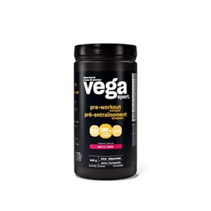 vega sport pre-workout energizer acai berry (19oz, 30 servings) - vegan, gluten free, all natural, pre workout powder, non gmo