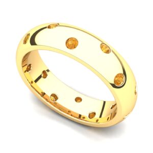 juno jewelry 14k yellow gold bezel set citrine semi eternity band ring, 9.5