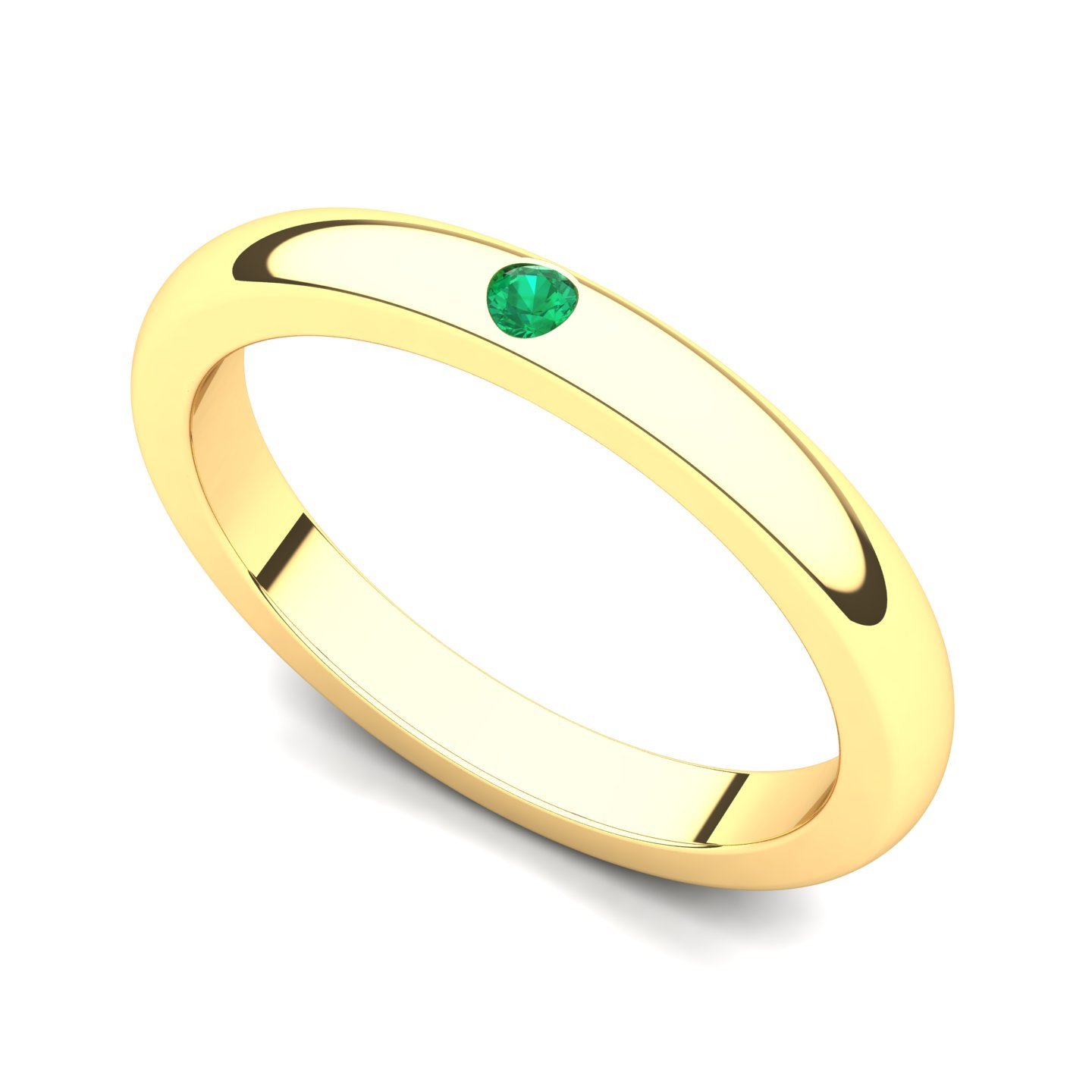 Juno Jewelry 18k Yellow Gold Bezel set Emerald Band Ring, 6.5