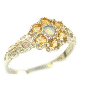 letsbuygold 925 sterling silver real genuine opal and citrine womens promise ring - size 9