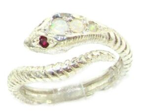 letsbuygold 925 sterling silver real genuine opal and ruby womens promise ring - size 9