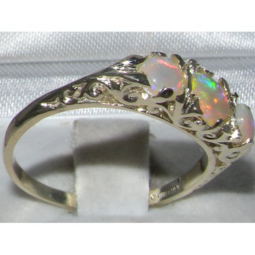 925 Sterling Silver Natural Opal Womens Band Ring - Size 5