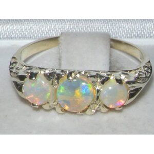 925 Sterling Silver Natural Opal Womens Band Ring - Size 5