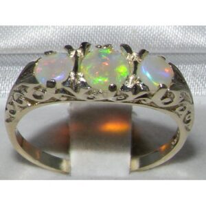 925 Sterling Silver Natural Opal Womens Band Ring - Size 5